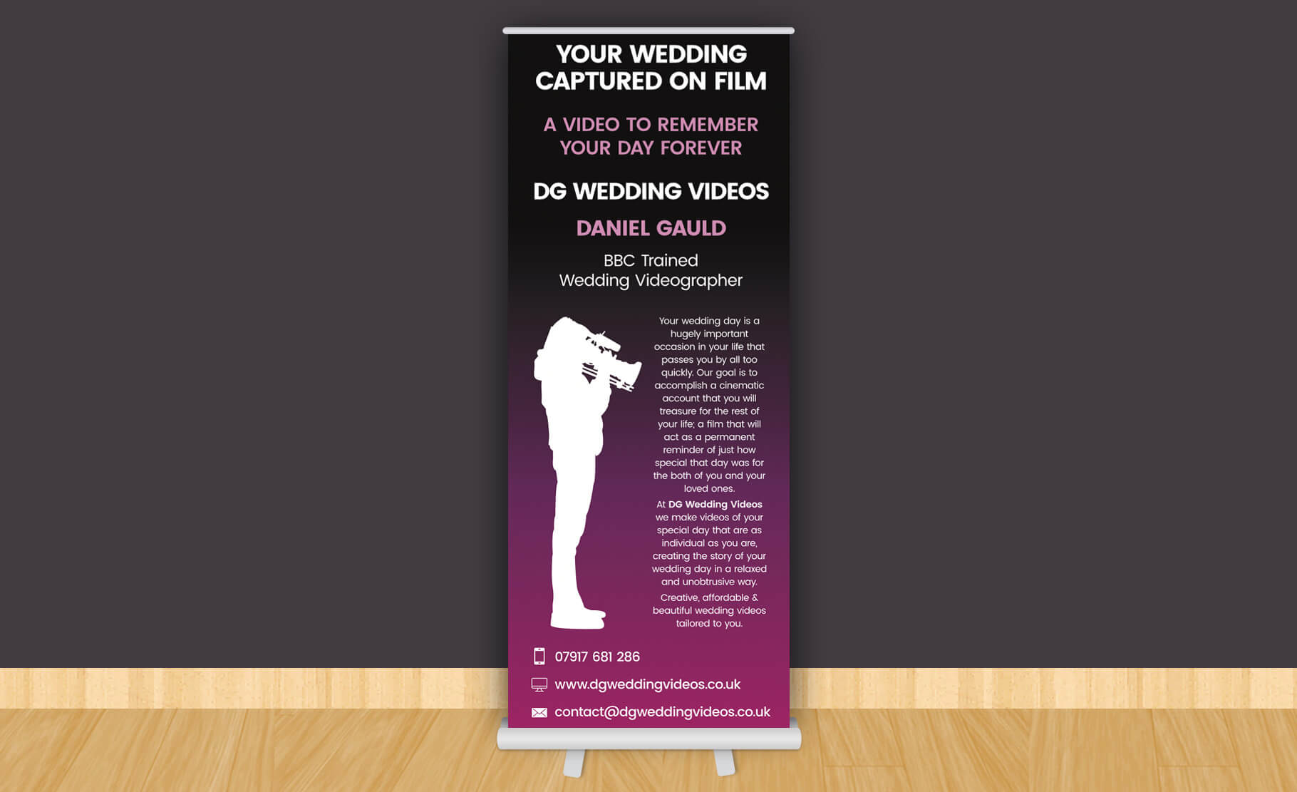 Wedding Videographer Pop Up Roller Banner - GetSited